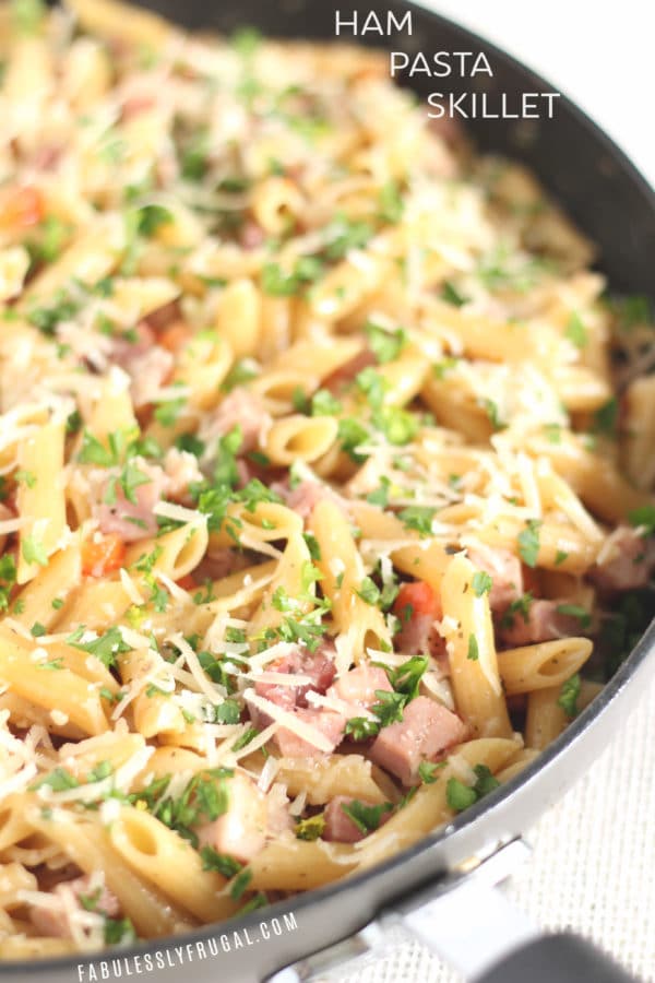 Easy Ham Pasta Skillet Recipe - Fabulessly Frugal
