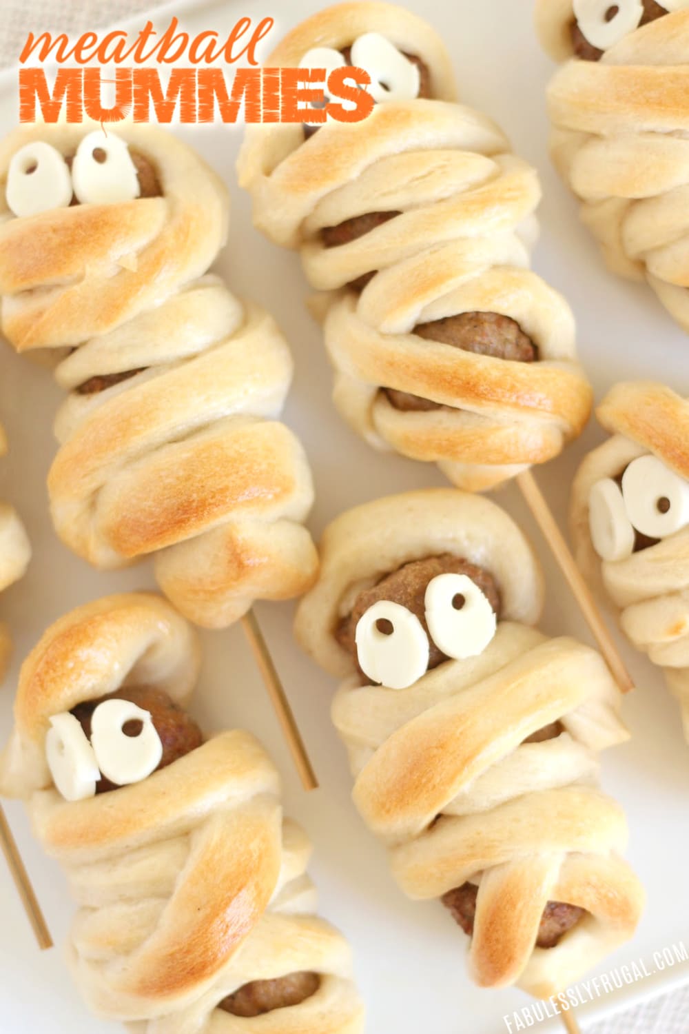 Halloween Meatball Mummies Recipe - Fabulessly Frugal