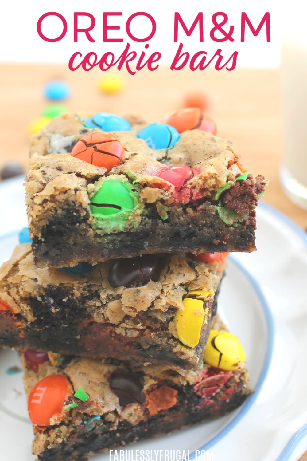 Loaded Oreo M&M Cookie Bars Recipe - Fabulessly Frugal