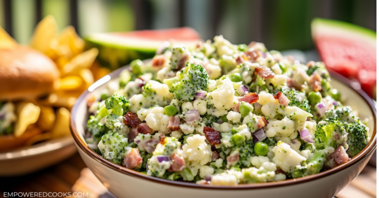 Broccoli Pea Salad Recipe With Bacon - Fabulessly Frugal