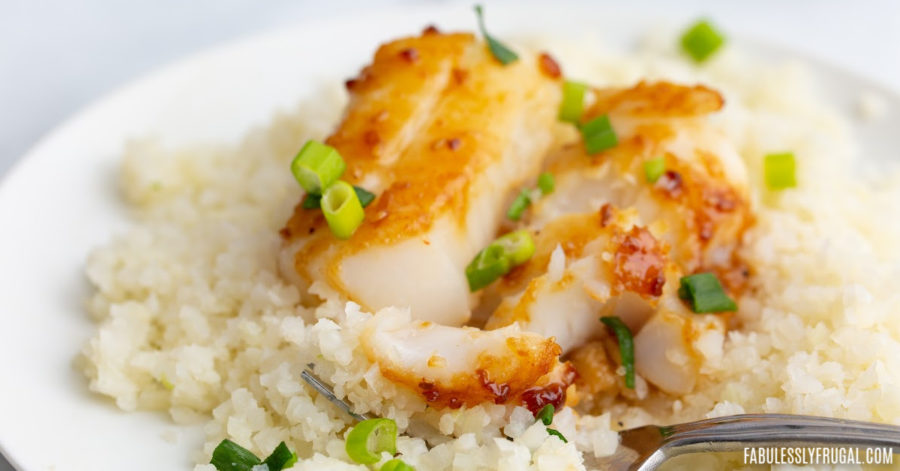 Teriyaki Cod and Cauliflower Rice Dinner Recipe - Fabulessly Frugal